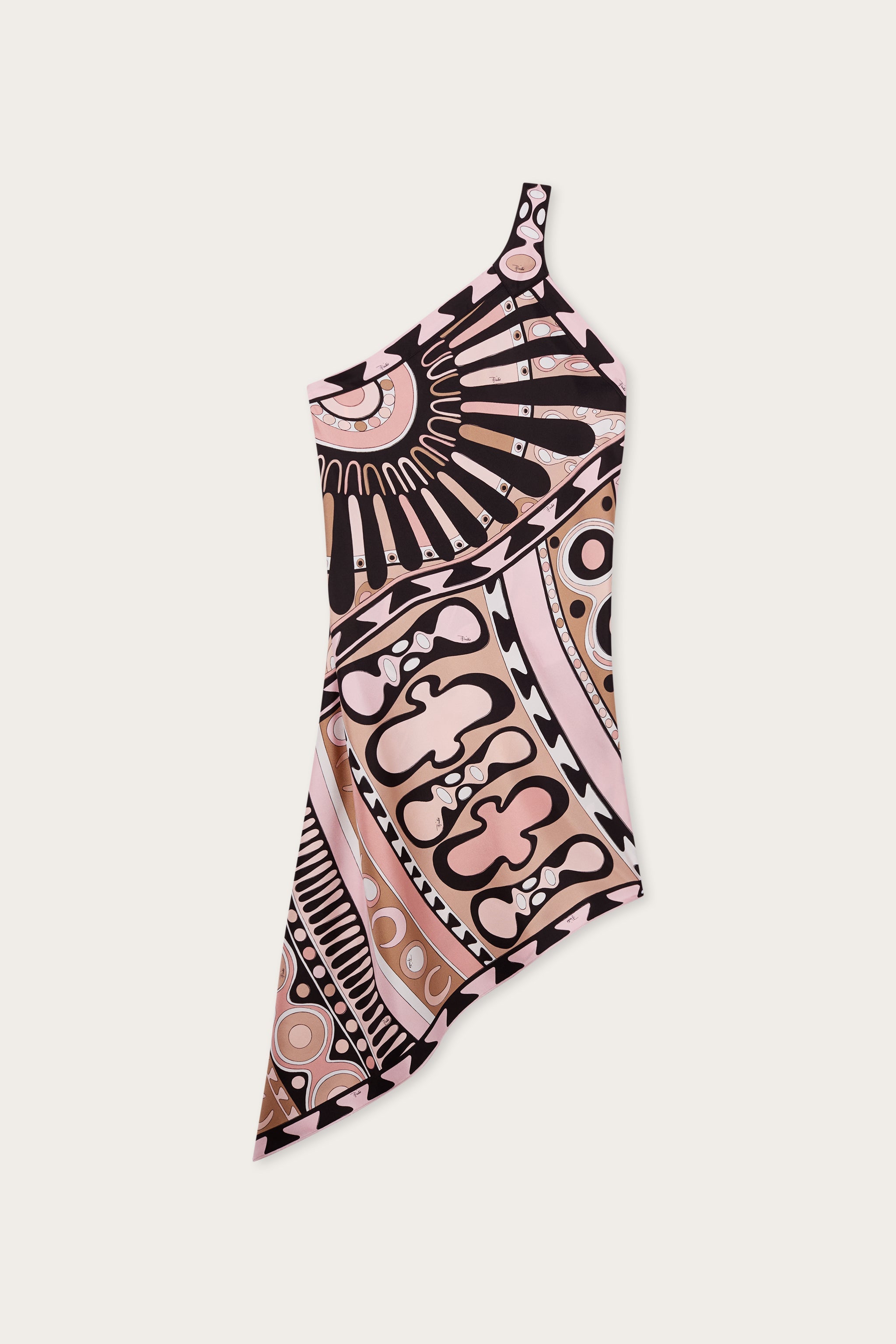 Soleil Print One-Shoulder Silk Dress – PUCCI